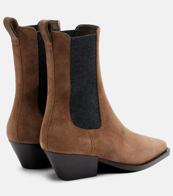 Brunello Cucinelli Monili Suede Chelsea Boots
