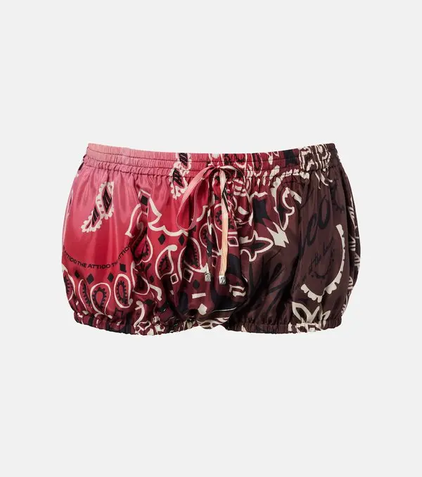 Attico Printed Silk Shorts - Multicoloured