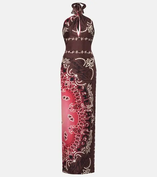 Attico Printed Silk Maxi Dress - Multicoloured