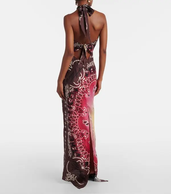 Attico Printed Silk Maxi Dress