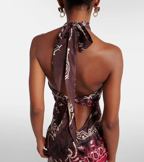 Attico Printed Silk Maxi Dress