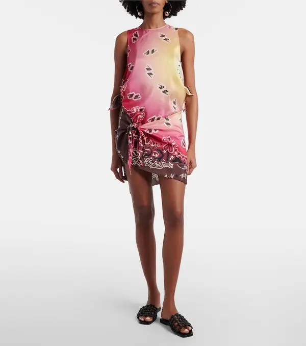 Attico Printed Silk Minidress