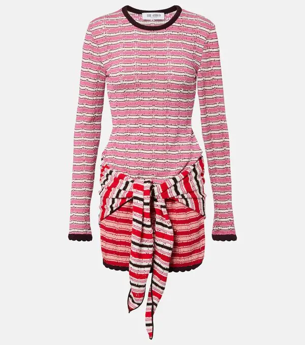 Attico Striped Crochet Cotton Minidress