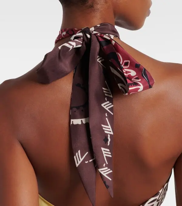Attico Printed Halterneck Silk Top