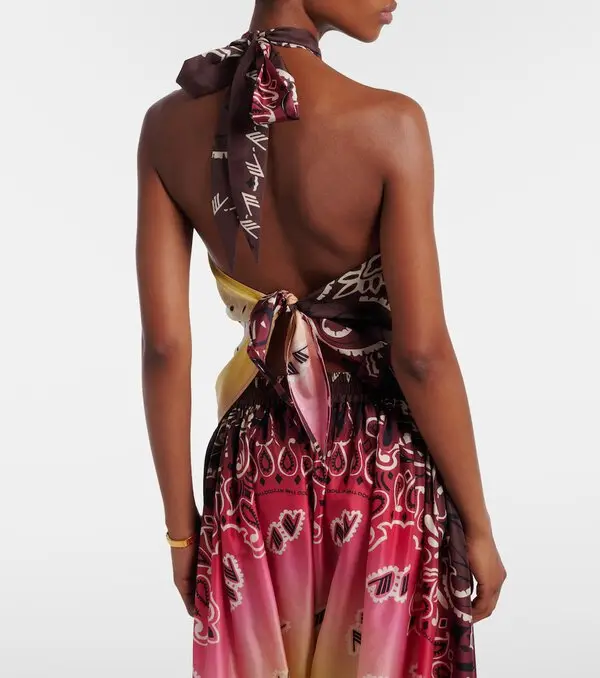 Attico Printed Halterneck Silk Top