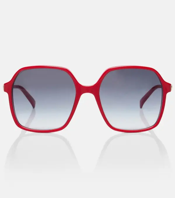 Valentino Garavani Light V Vlogo Oversized Sunglasses - Red