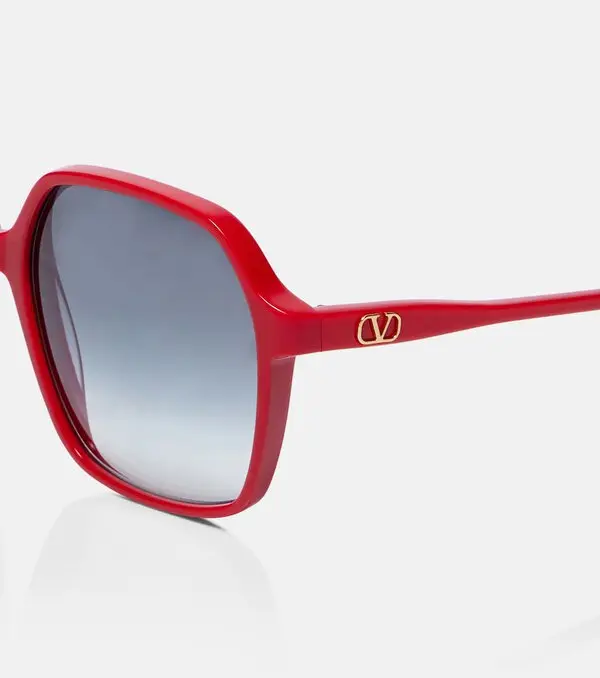 Valentino Garavani Light Vlogo Oversized Sunglasses - Red