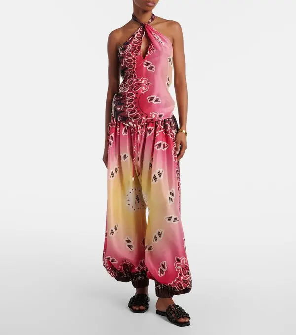 Attico Printed Silk Balloon Pants