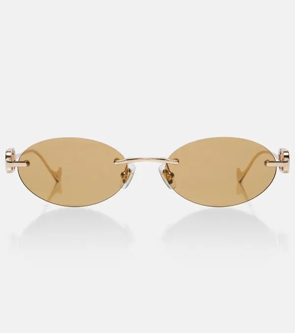 Valentino Garavani Bejeweled Vlogo Oval Sunglasses - Gold