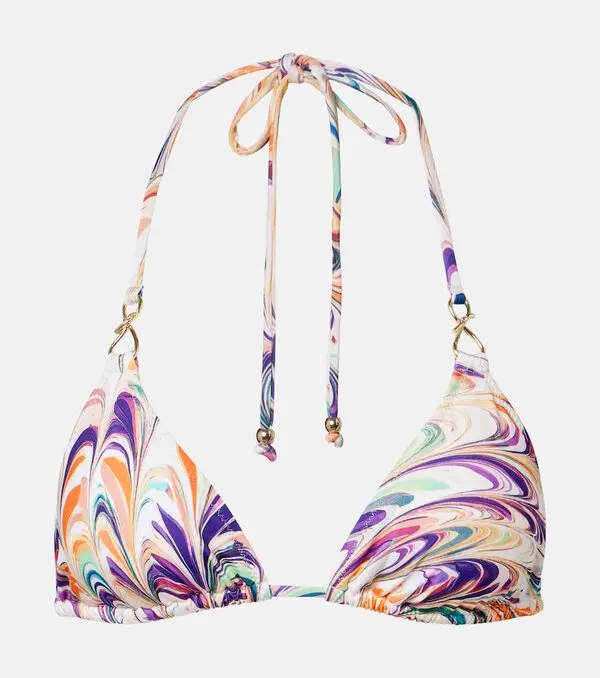 ALEXANDRA MIRO Leoni Printed Triangle Bikini Top - Multicoloured