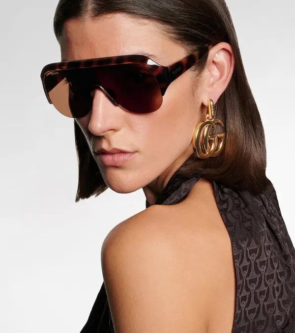 Gucci Lettering Shield Sunglasses
