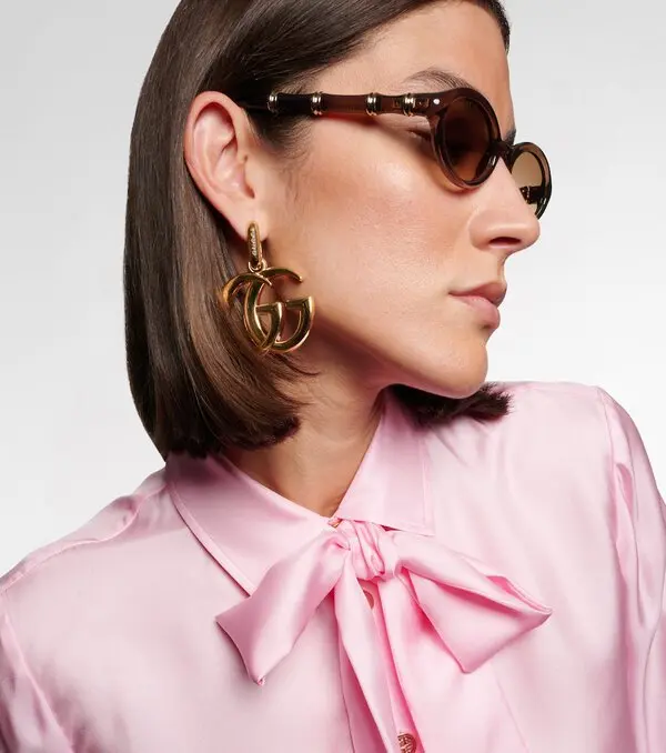 Gucci Bamboo Oval Sunglasses - Brown