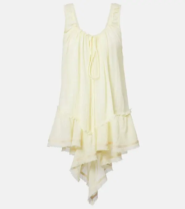 Attico Ruffled Cotton Minidress - White
