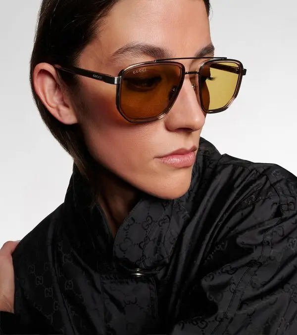 Gucci Lettering Aviator Sunglasses