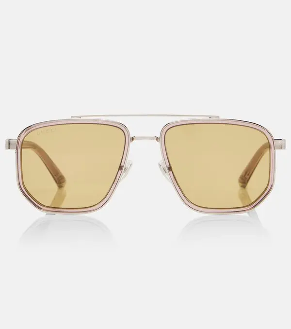Gucci Lettering Aviator Sunglasses - Yellow