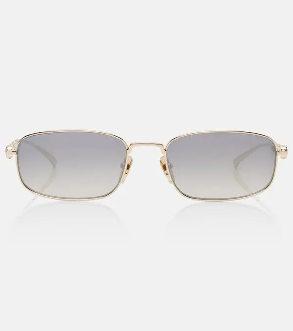 Gucci Bamboo Crystal-embellished Rectangular Sunglasses - Gold