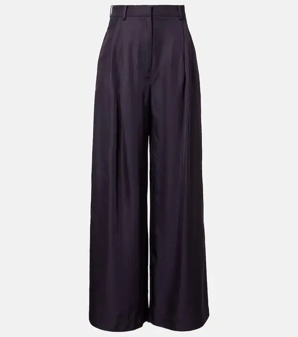 THE FRANKIE SHOP Marfa Pleated Twill Wide-leg Pants - Grey