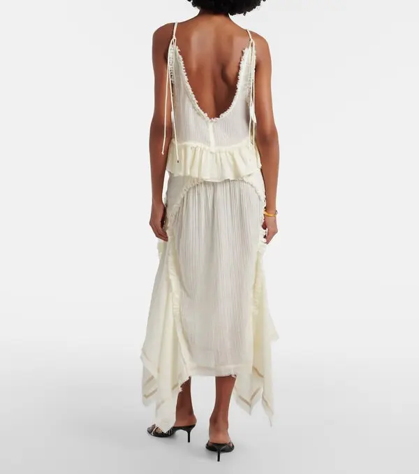 Attico Ruffled Cotton Maxi Skirt