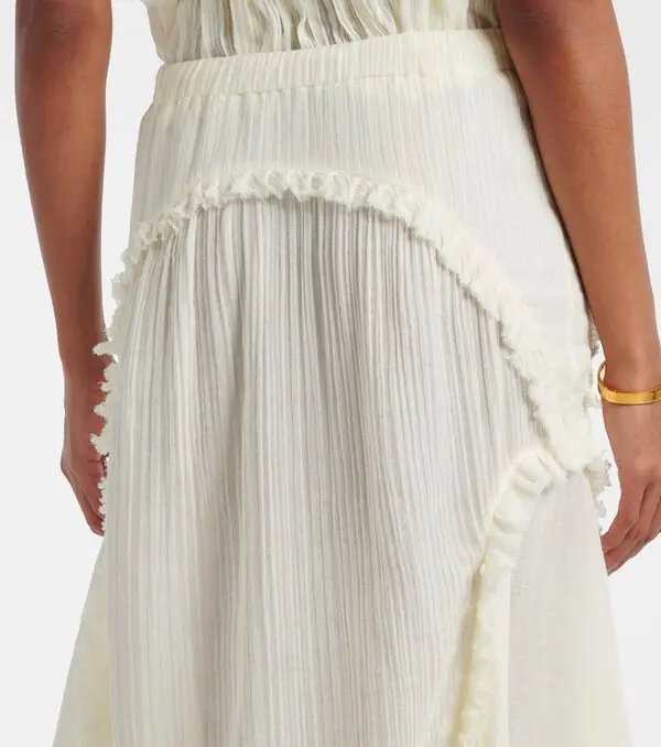 Attico Ruffled Cotton Maxi Skirt