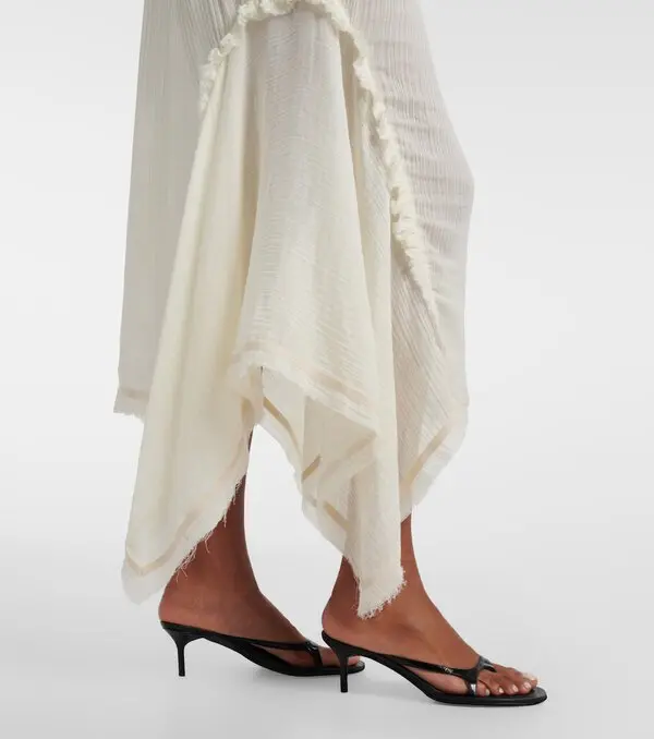 Attico Ruffled Cotton Maxi Skirt