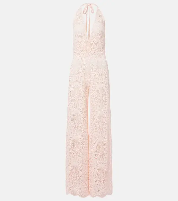 ALEXANDRA MIRO Irena Halterneck Lace Jumpsuit - Pink