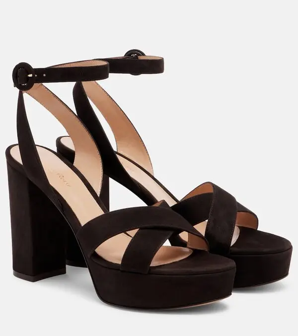 GIANVITO ROSSI Sabrina Suede Platform Sandals - Brown