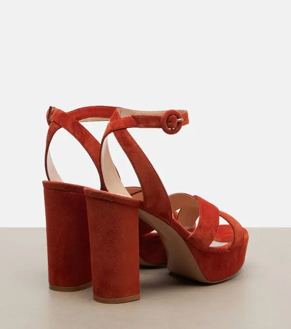 GIANVITO ROSSI Sabrina Suede Platform Sandals - Orange