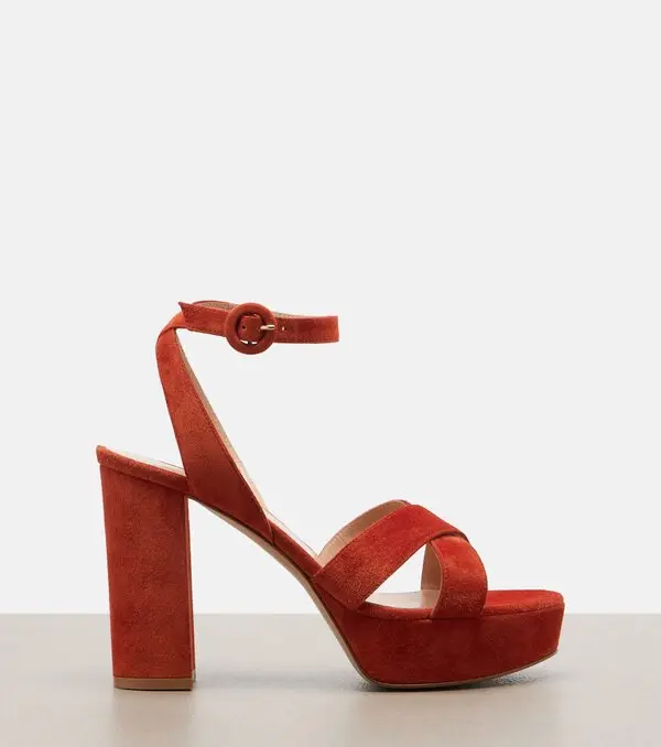 GIANVITO ROSSI Sabrina Suede Platform Sandals - Orange