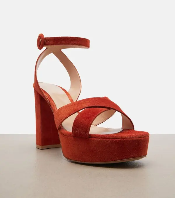 GIANVITO ROSSI Sabrina Suede Platform Sandals - Orange