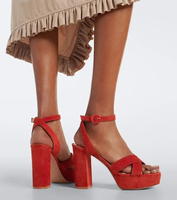 GIANVITO ROSSI Sabrina Suede Platform Sandals - Orange