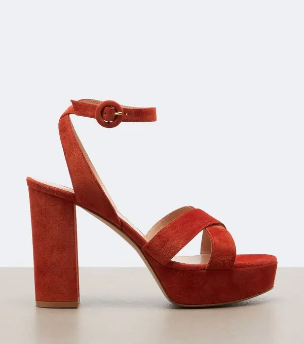 GIANVITO ROSSI Sabrina Suede Platform Sandals - Orange