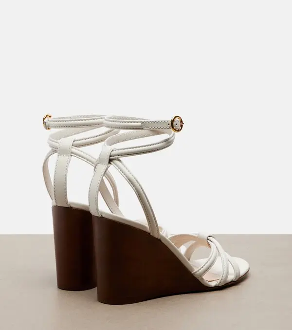GIANVITO ROSSI Leather Wedge Sandals - White