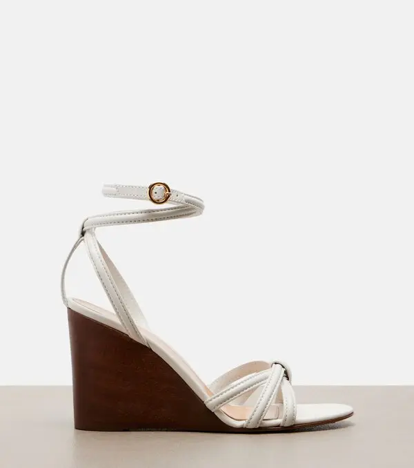GIANVITO ROSSI Leather Wedge Sandals - White