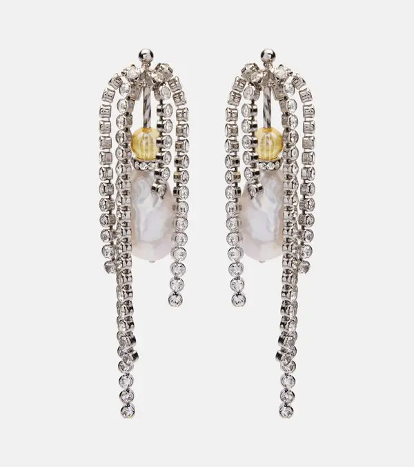 Dries Van Noten Embellished Drop Earrings - Silver