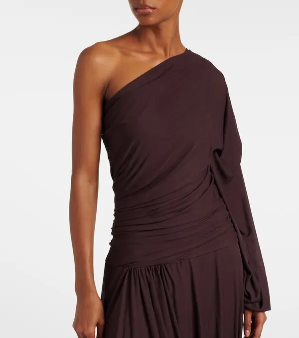 Proenza Schouler Gabri Draped One-shoulder Midi Dress - Brown