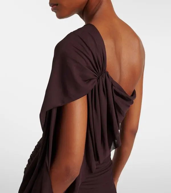 Proenza Schouler Gabri Draped One-shoulder Midi Dress - Brown