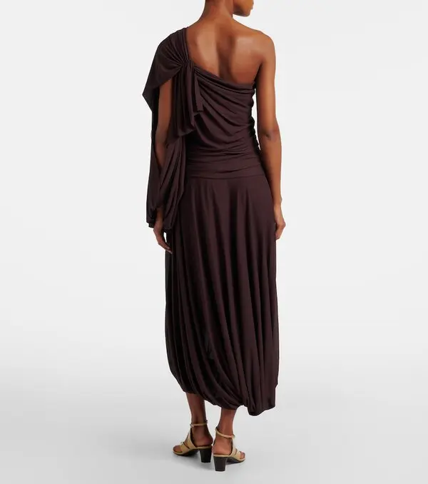 Proenza Schouler Gabri Draped One-shoulder Midi Dress - Brown