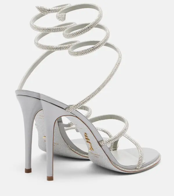 Rene Caovilla Cleo Embellished Satin Sandals - Silver