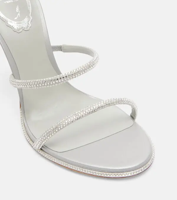 Rene Caovilla Cleo Embellished Satin Sandals - Silver