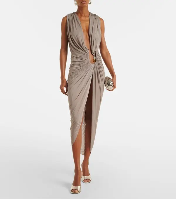 Christopher Esber Ripple Embellished Draped Jersey Gown