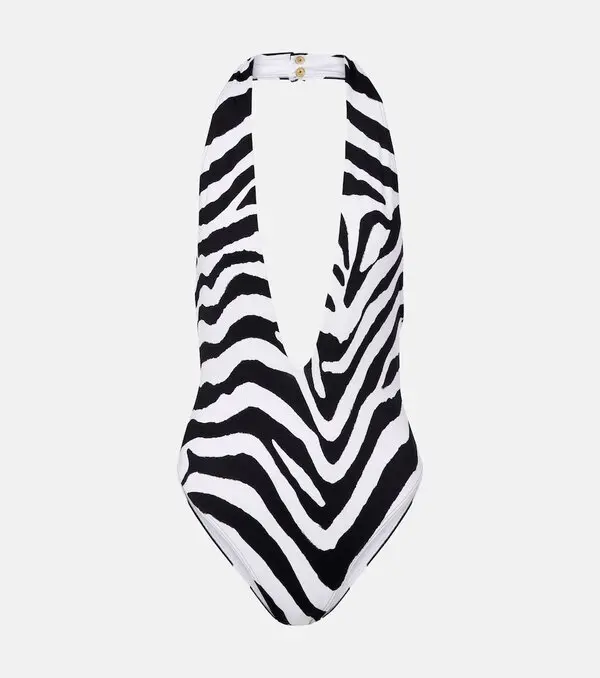 Balmain Zebra-print One-piece Swimsuit - Black
