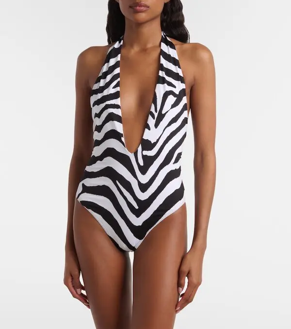 Balmain Zebra-print One-piece Swimsuit - Black