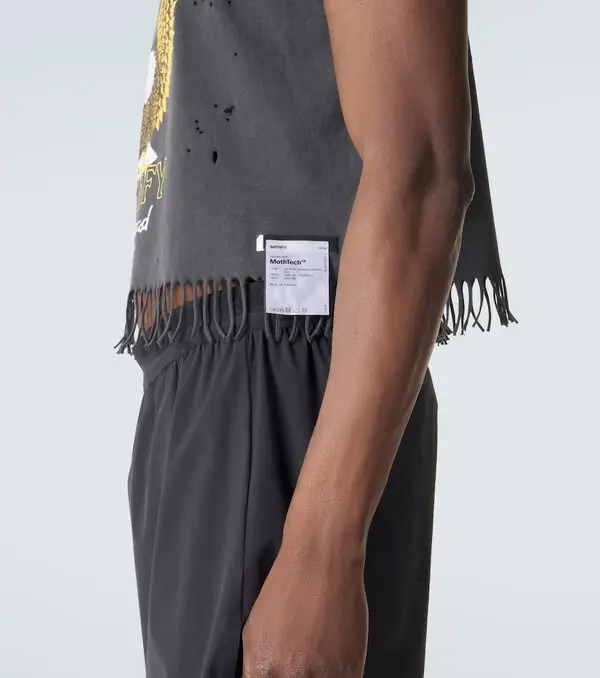 Satisfy Mothtech Cropped Cotton Jersey Tank Top With Fringed Hem