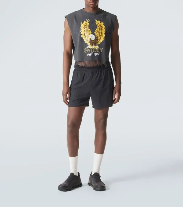 Satisfy Mothtech™ Cropped Cotton Jersey Tank Top With Fringe Detail