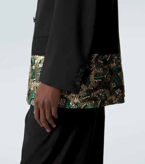 Dries Van Noten Embellished Double-breasted Wool Blazer