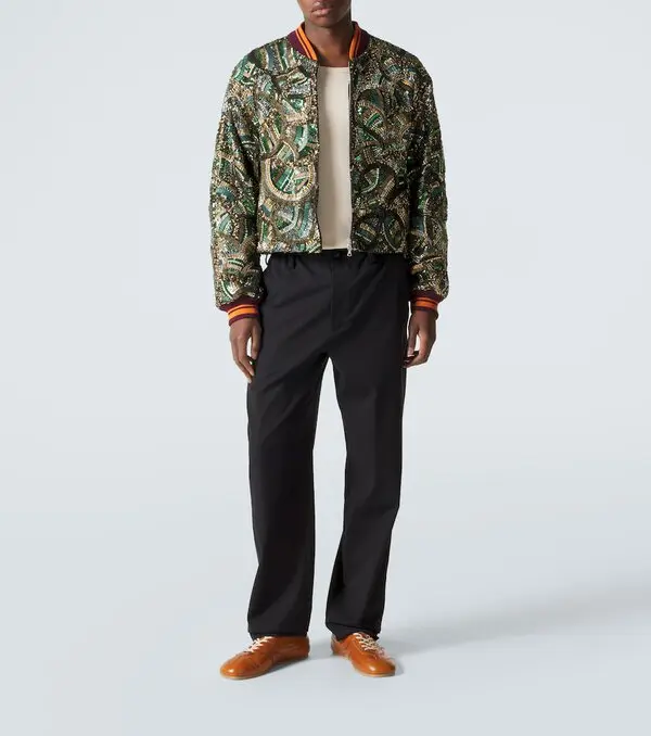 Dries Van Noten Embellished Bomber Jacket - Green