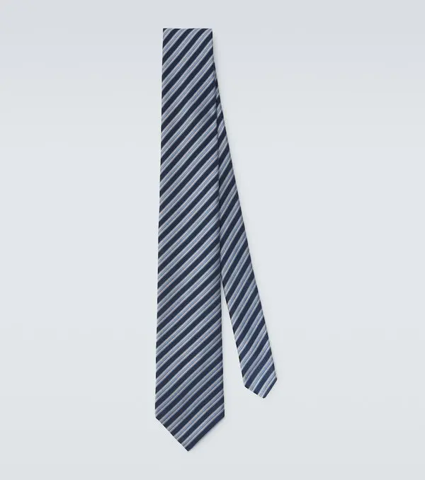 Charvet Striped Silk Jacquard Tie - Blue