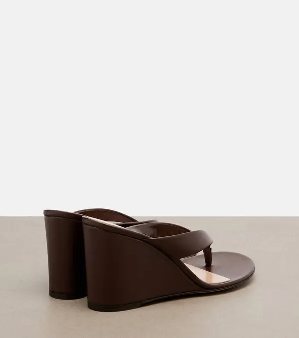 GIANVITO ROSSI Leather Wedge Thong Sandals
