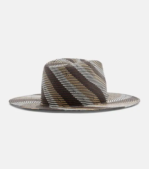 Ruslan Baginskiy Striped Straw Fedora