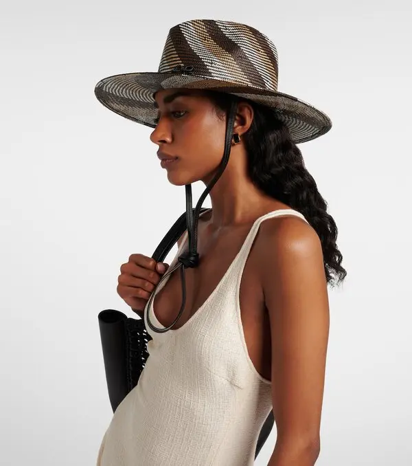 Ruslan Baginskiy Striped Straw Fedora